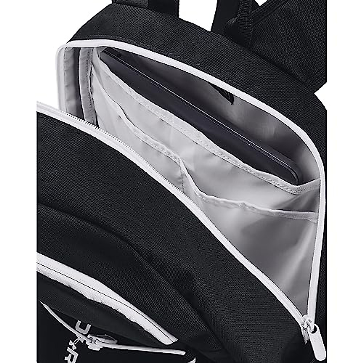 Under Armour Unisex-Adult Hustle Sport Backpack, (019) Black/Black/White, One Size Fits All