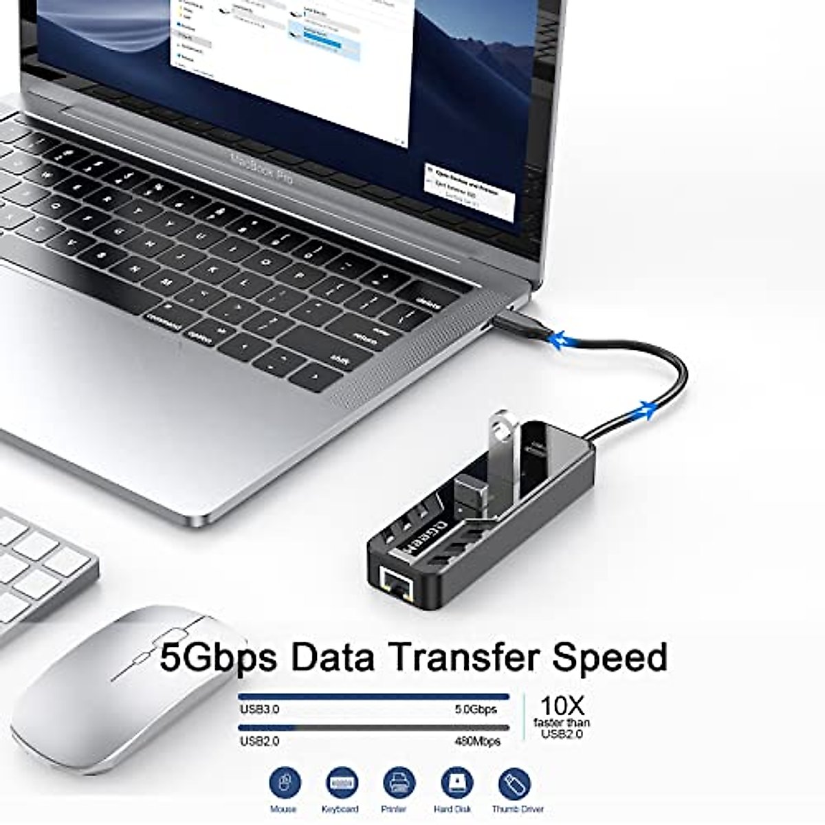 USB C to Ethernet 2.5G Adapter, QGeeM 4-in-1 USB C Hub to 4k Monitor,100W Power Delivery,2 USB 3.0,Full Function USB C Adapter Compatible for Thunderbolt 3/4 MacBook,Lenovo,Dell,HP,Surface