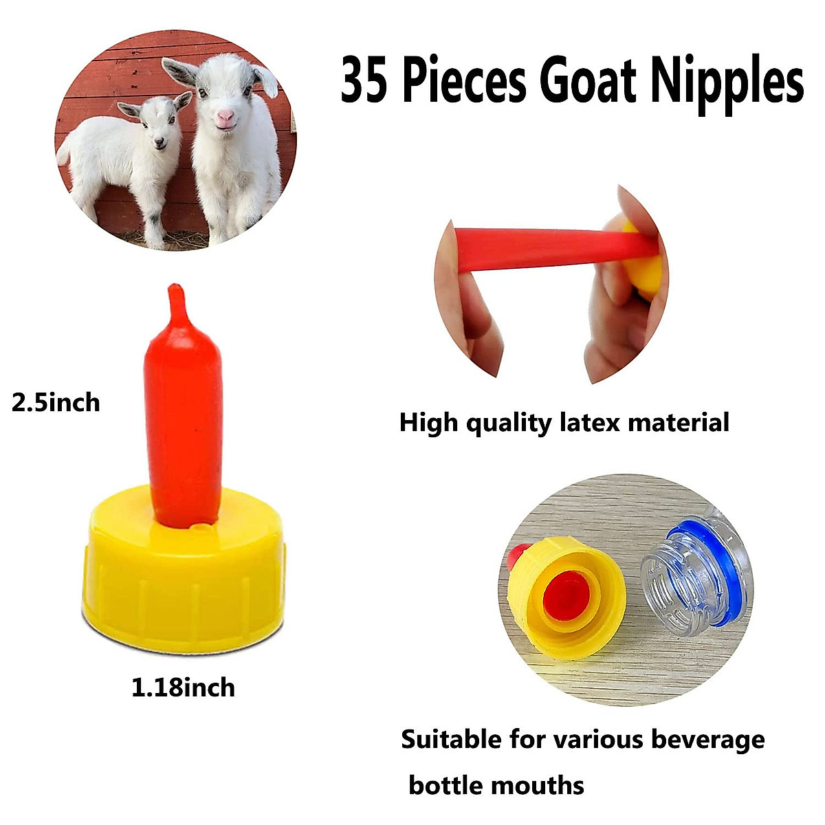 DXary Pritchard Nipple for Goats, Small Soft Goat Nipples Silicone Lambs Milk Drink Nipple for Feeding Sheep Goat Lamb Puppy Nursing Farm Supplies (15 Pieces)