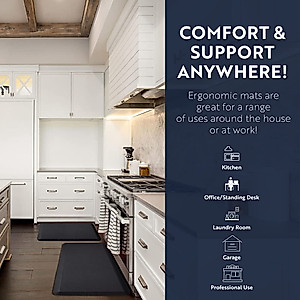 KANGAROO Thick Ergonomic Anti Fatigue Mats for Kitchen Floor, 39x20, Cushioned Standing Office Desk Mat, Waterproof Scratch Resistant Topside, Supportive All Day Comfort Padded Foam Rugs, Red