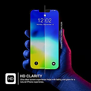 TETHYS 3 Pack Glass Screen Protector Compatible with iPhone 13 Pro Max 2021 6.7 Inch, Case Friendly Tempered Glass Film 9H Hardness HD Shield (Guidance Frame included)