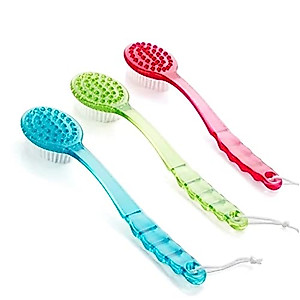 INGVY Dry Brushing Body Brush Multi Style Bath Brush Back Body Bath Shower Sponge Scrubber Brushes with Handle Exfoliating Scrub Skin Massager Bath Ball (Size : Blue)