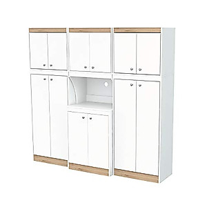 Inval Galley 3-Piece Kitchen Storage System, White and Vienes Oak