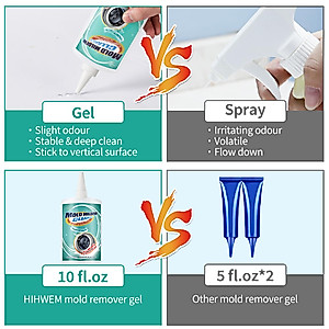 HIHWEM Mold Remover Gel Household Mold Mildew Cleaner for Washing Machine Sealant Tiles Grout Bathroom Cleaning Home Kitchen Sinks Cleaning (10 FL OZ)