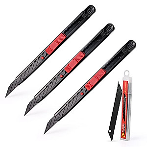 EHDIS 3PCS Retractable Utility Knife Vinyl Craft Box Cutter with 10PCS 9mm Snap Off Blade Film Cutting Knife for Cartons, Cardboard Vinyl Wrap and Boxes, Perfect for Office and Home Use