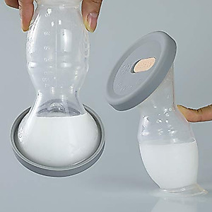 haakaa Manual Breast Pump 4oz/100ml(Base) - One-Piece Design with Upgrade Suction Base & Silicone Cap, Food Grade Silicone Milk Saver & Milk Catcher for Breastfeeding Moms