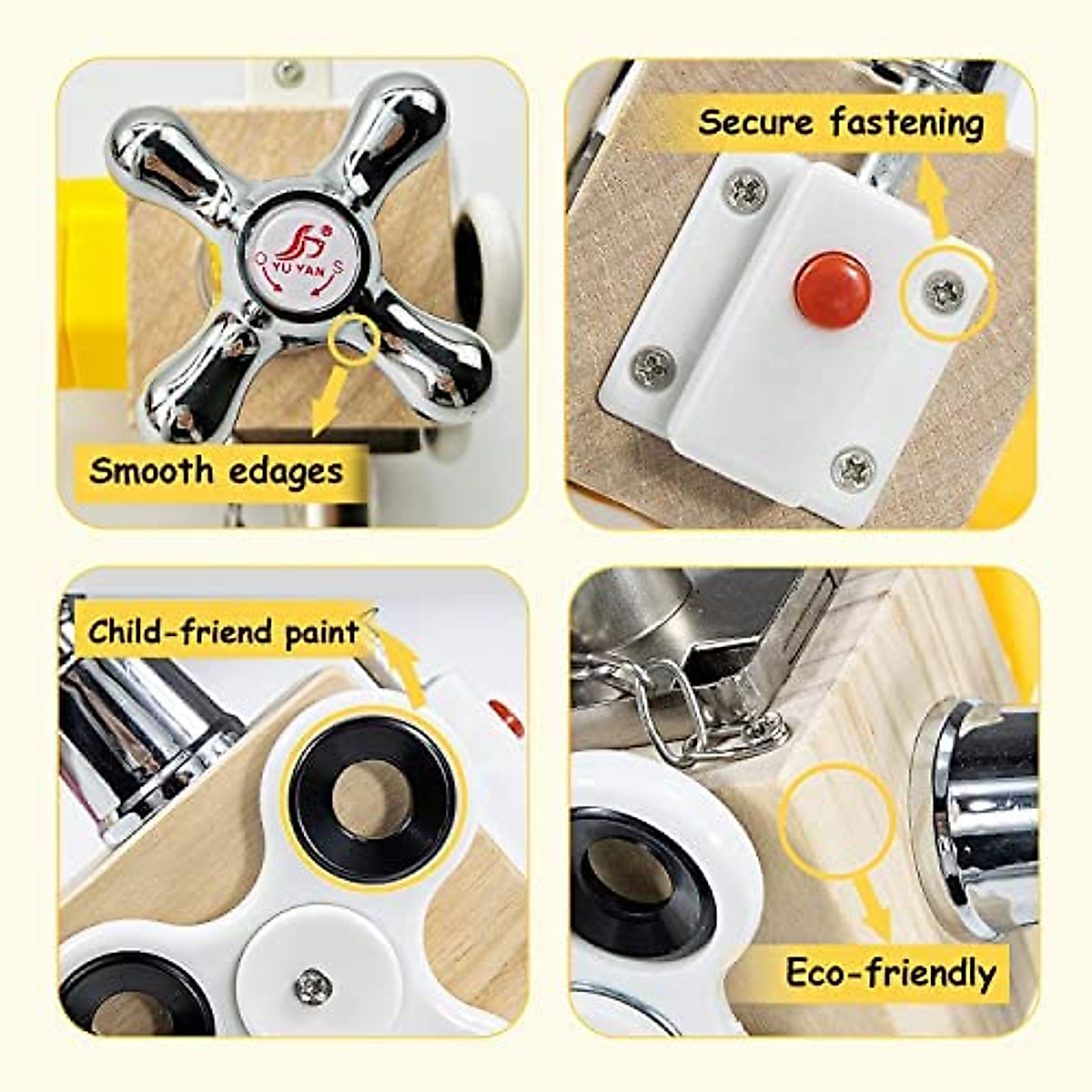 Celarlo Fidget Busy Cube for Kids, Sensory Busy Board Travel Toy for Toddlers, Wooden Montessori Educational Learning Toys Gift for Children Kids