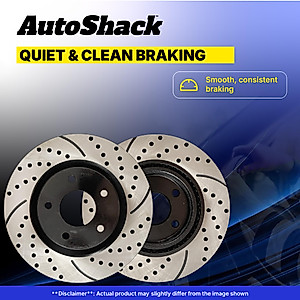 AutoShack Black Hat Drilled and Slotted Brake Rotors Rear Brake Rotor Replacement Kit for 2004 Nissan Pathfinder Armada 2004-2015 TITAN 2005-2015 2017-2019 Armada 2004-2010 INFINITI QX56 V8 PR41331LR