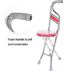 Walking Stick Chair Combo,Massage Seat Board & Ergonomic Handle, Adjustable Anti-Skid Walking Stick for Arthritis Disabled and Elderly