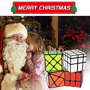 4-Pack YJ Cube Set - Included 3x3 YJ Fluctuation Angle Puzzle Cube - 2x3 YJ Wheel Puzzle Cube - 3x3 YJ Mirror Puzzle Cube 6 Color - 3x3 YJ Square King Puzzle Cube