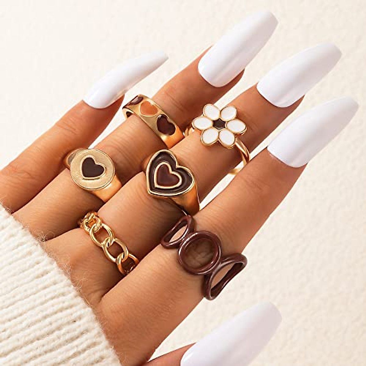 GIGB PBDK Y2K Colorful Cute Rings for Women,Stackable Rings Chunky Heart Flower Butterfly Rings Trendy Aesthetic Statement Rings for Women Teen Grils