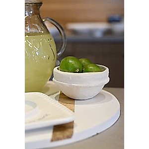 Mud Pie Large Round White/Natural Brown Wood Serving Paddle Board 25 1/5" x 20"