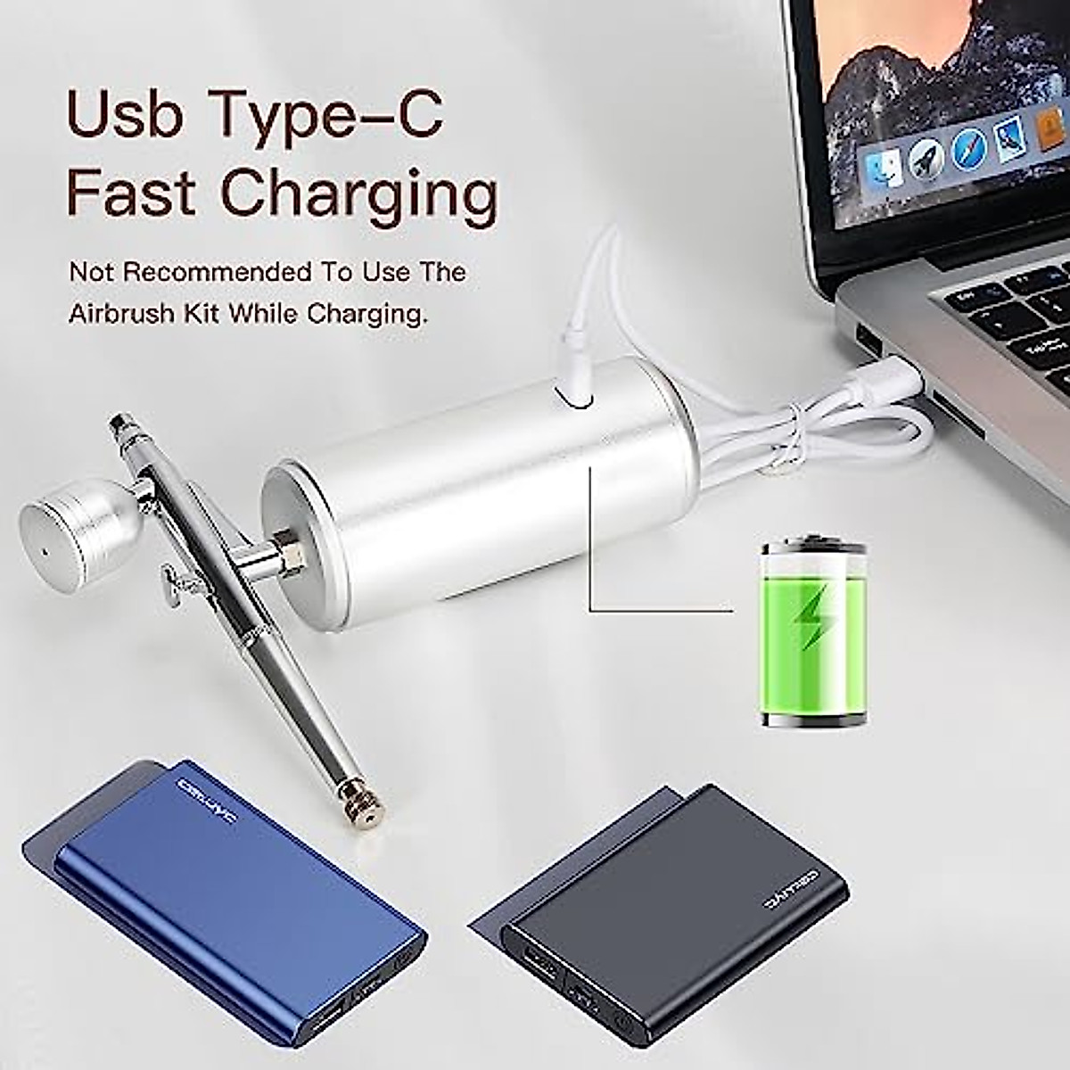 GGsimidale Airbrush Kit with Compressor, 36PSI Handheld Mini Air Brush Gun Set, Portable High Pressure Air Brushes for Painting, Tattoo, Nail Art, Mode, Makeup, Cake, Barber