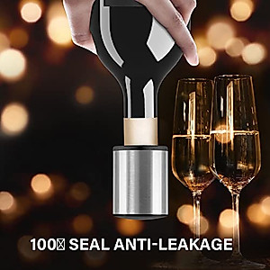 Wine Stopper, [𝐊𝐞𝐞𝐩𝐢𝐧𝐠 𝐅𝐫𝐞𝐬𝐡] Vakoo Vacuum Leakproof Wine Bottle Stopper, Reusable Wine Sealer, Wine Corks Keeps Fresh, Gifts for Wine Lovers for Christmas Anniversary