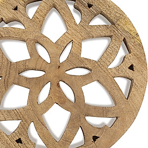Handmade Wooden Trivet for Hot Dishes Plates & Pots Holder Hot Pad for Kitchen & Dining Table Decor Cookware Heat Resistant Rustic Decorative Carvings 8 Inches Tabletop Home & Dining Table Essentials