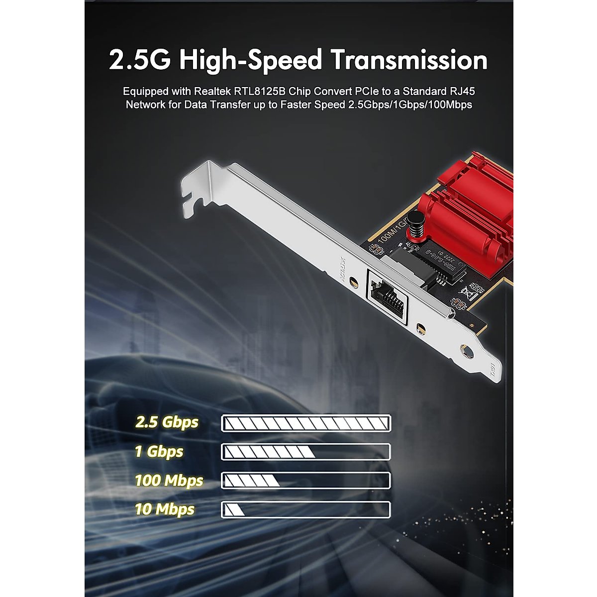 2.5Gb PCIe Network Card, NICGIGA 2.5 Gigabit Ethernet Interface Adapter, with Realtek RTL8125B, 2.5G NIC Compliant Windows/Linux/MAC OS