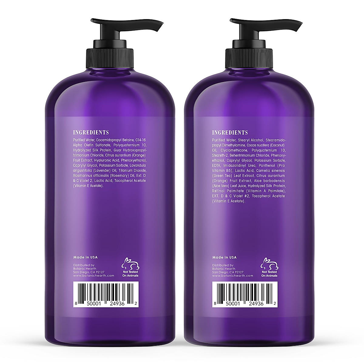 BOTANIC HEARTH Purple Shampoo and Conditioner Set - for All Shades of Blonde, Silver and Gray Hair - Enhances Highlights - Sulfate Free, Paraben Free, 16 fl oz each