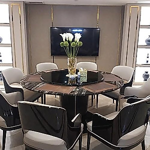 DOUKI 24" Round Tabletop Rotating Tray, Glass Lazy Susan Turntable, Rotating Serving Tray For Dining Table, Round Decorative Rotating Tray Black Brown (Color : Black, Size : 100cm(39inch))