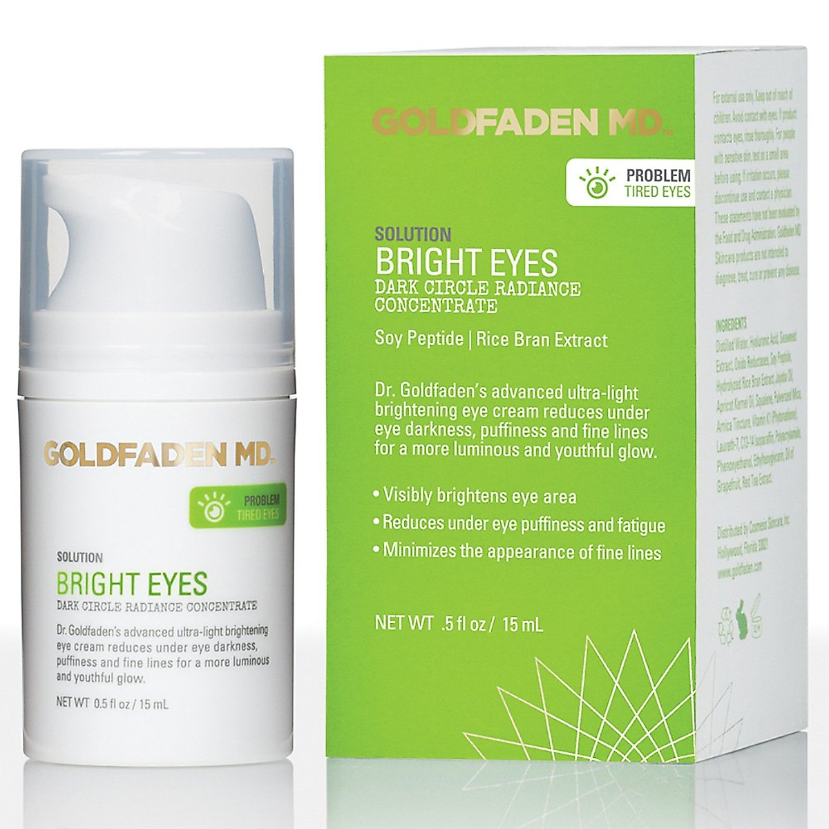 Bright Eyes Dark Circle Concentrate Brightening Eye Cream w/Soy Peptide, Rice Bran Extract & Arnica | May Reduce Under Eye Darkness, Puffiness & Fine Lines 0.5 fl. oz.