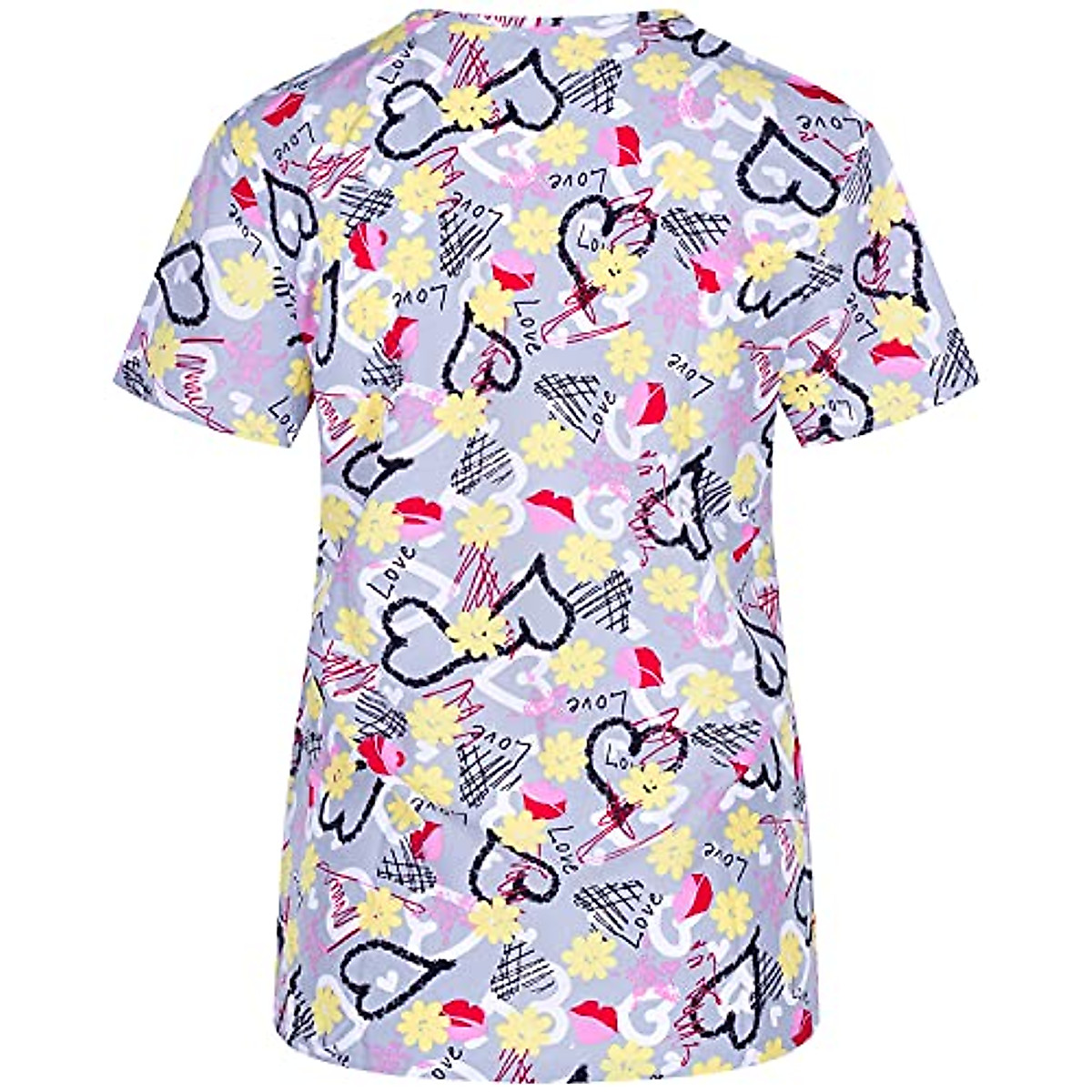 Minty Mint Women's Comfortable Lightweight Durable Soft Stretch Printed V-Neck Medical Scrub Top Dentist Medical Profession Doctor EMT Nurse Veterinarian h7nCJ Light Grey XL