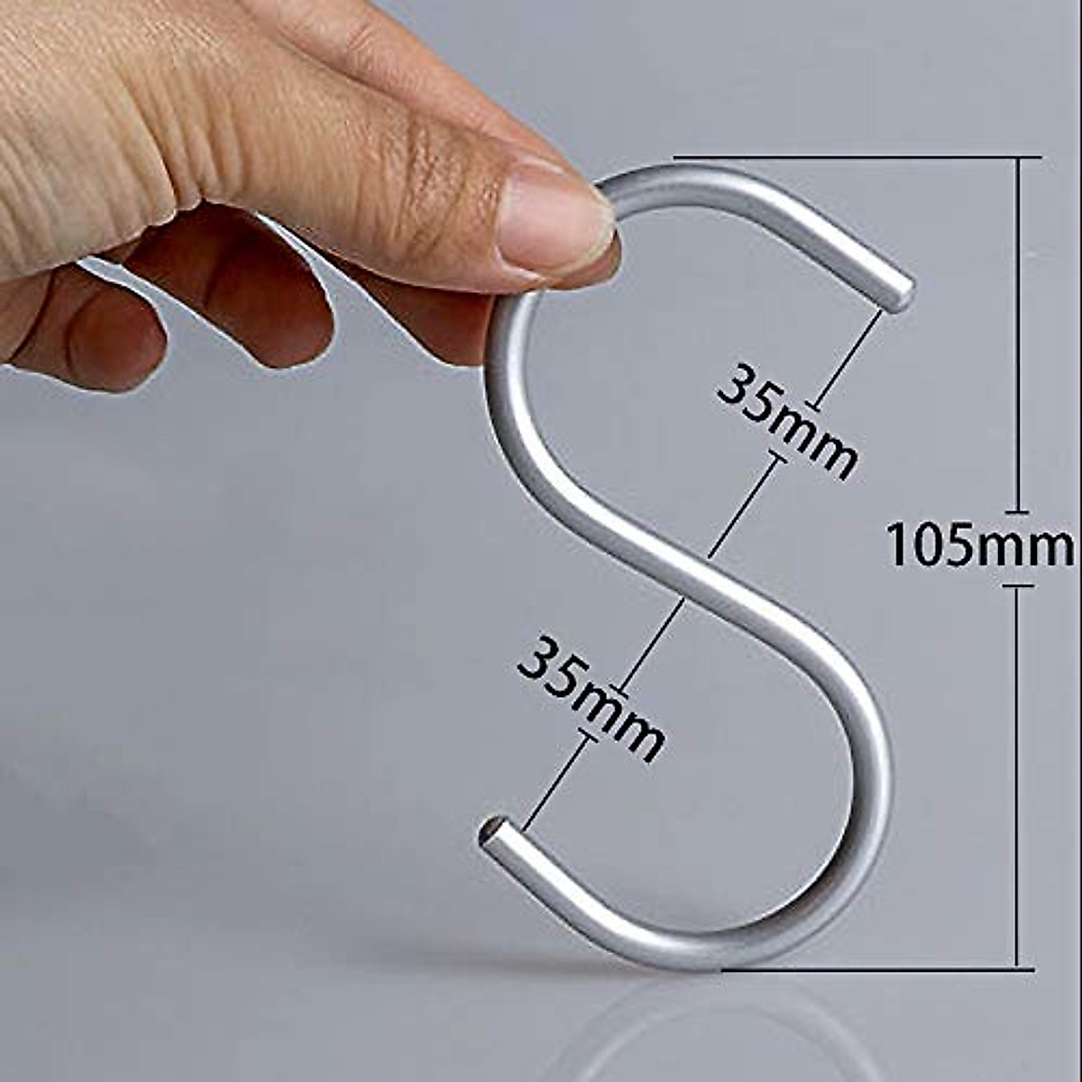 S Hook Closet Hook Heavy Duty S Hook, Aluminum Hook for Bathroom Kitchen Workshop Outdoor Flower Baskets etc 6pcs