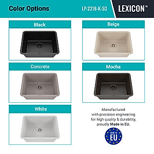 23" x 18" Quartz Kitchen Sink, single bowl kitchen sink,Drop in Kitchen Sink, Granite Composite Kitchen Sink, Undermount Sink, Galaxy Black kitchen Sink, Lexicon Platinum LP-2318-K-SO