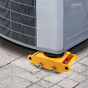 DAERNA 6T Machinery Skate Dolly, 13200lbs Machinery Mover, Heavy Duty Cast Steel Machinery Moving Skate with 4 Wheels and 360° Rotation Non-Slip Cap for Warehouse, Factory, Yellow