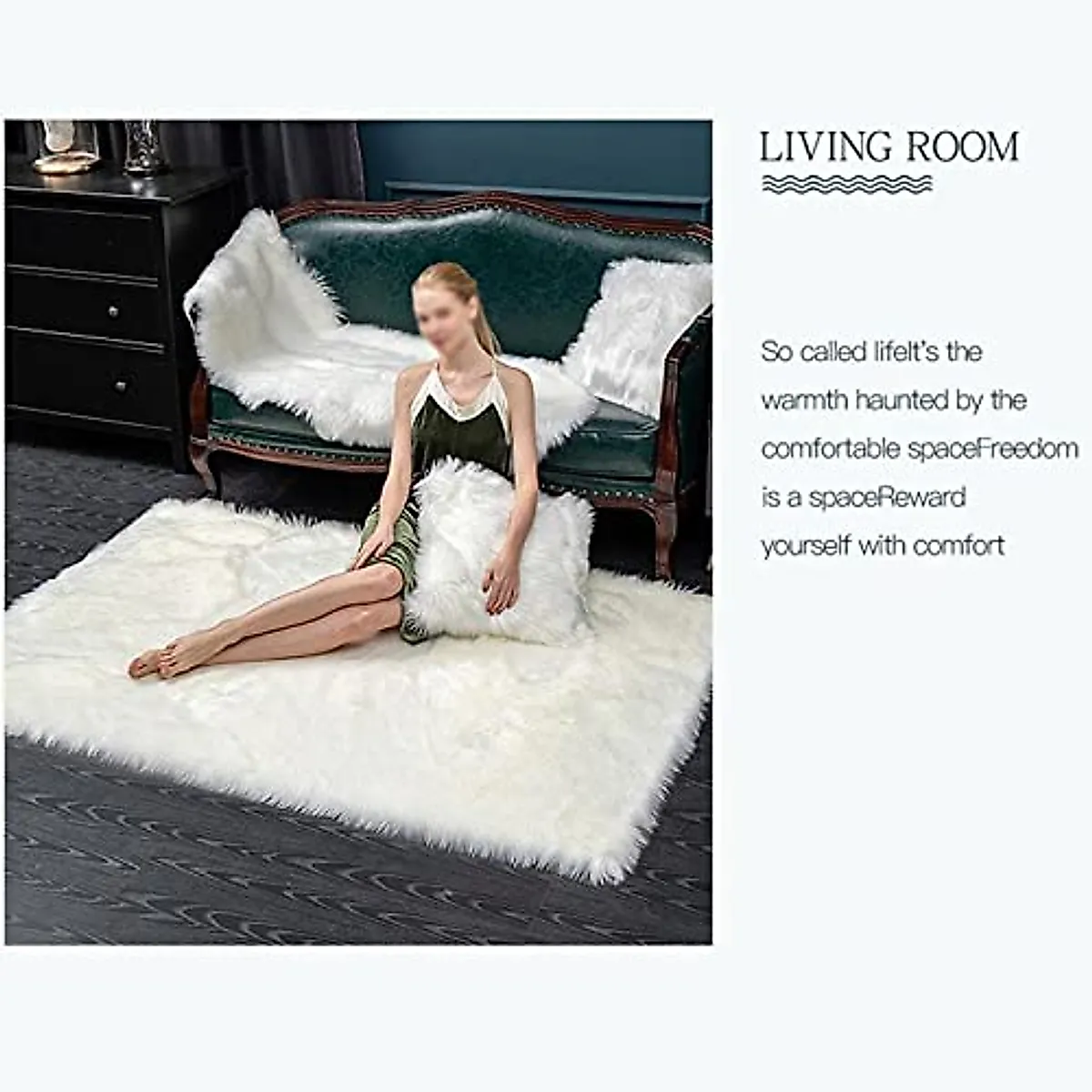 Evaner Carpets - Faux Fur Washable Rug,for Baby Nursery Room, Bedroom, Luxury Home Decor, shag Rug Soft Floor Plush Carpets, Durable Rubber Backing, Rectangle, 24X71 inches,Purple