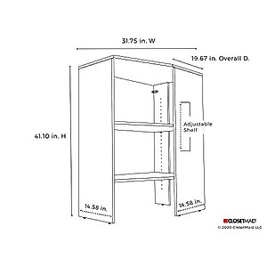 ClosetMaid SuiteSymphony Wood Corner Shelf Unit, 2 Shelves, Adjustable, Stacking, For Storage, Closet, Clothes, Shoes, Décor, Pure White, 41.13" X 19.63" X 31.75" Corner Unit