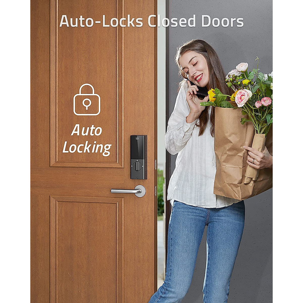 eufy Security E130 Smart Lock Touch, Fingerprint Keyless Entry Door Lock, Bluetooth Electronic Deadbolt, Touchscreen Keypad, IP65 Weatherproofing, Compatible with Wi-Fi Bridge (Sold Separately)