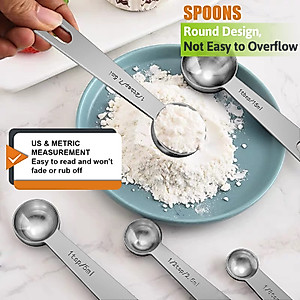 Paincco Stainless Steel Measuring Cups & Spoons Set of 21, Includes 7 Nesting Metal Measuring Cups, 9 Measuring Spoons and 5 Mini Measuring Spoons, Kitchen Gadgets for Cooking & Baking