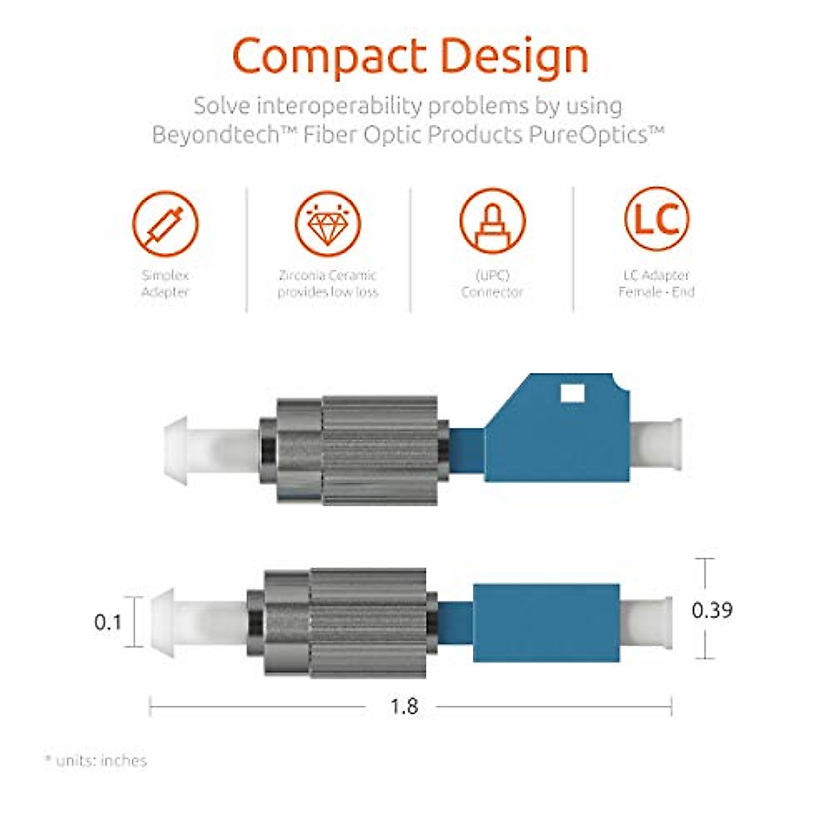 BEYONDTECH LC to FC Adapter (Individually Tested) Fiber Optic Singlemode Simplex (FC/UPC to LC/UPC) - 1 Pack Visual Fault Locator Fiber Adapter for Fiber Tester (VFL) FC to LC Female Coupler