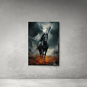 Majestic Black Stallion Galloping In The Clouds, Black Horse On Salt Flats, Canvas Print, Black Horse Print, Black Horse Wall Art, Canvas Prints, Wall Decor