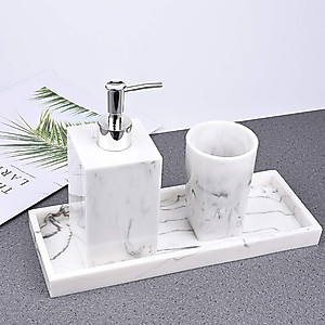 DOITOOL 1 Set Bathroom Four Piece Set Wall Bathroom Organizer Vanity Toothbrush Cup Bathroom Accessories Ceramic Shampoo tub Tray Bathroom soap Dispenser Tray Cups Liquid Combination