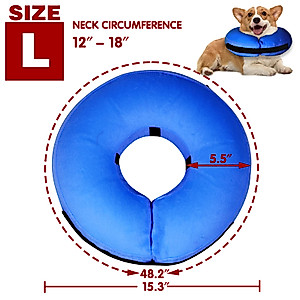 Tonqixope Inflatable Dog Cone Collar-Soft Protective Cone for Dogs After Surgery,Dog Donut Collar for Large Medium Small Dogs and Cats (Blue,Large)