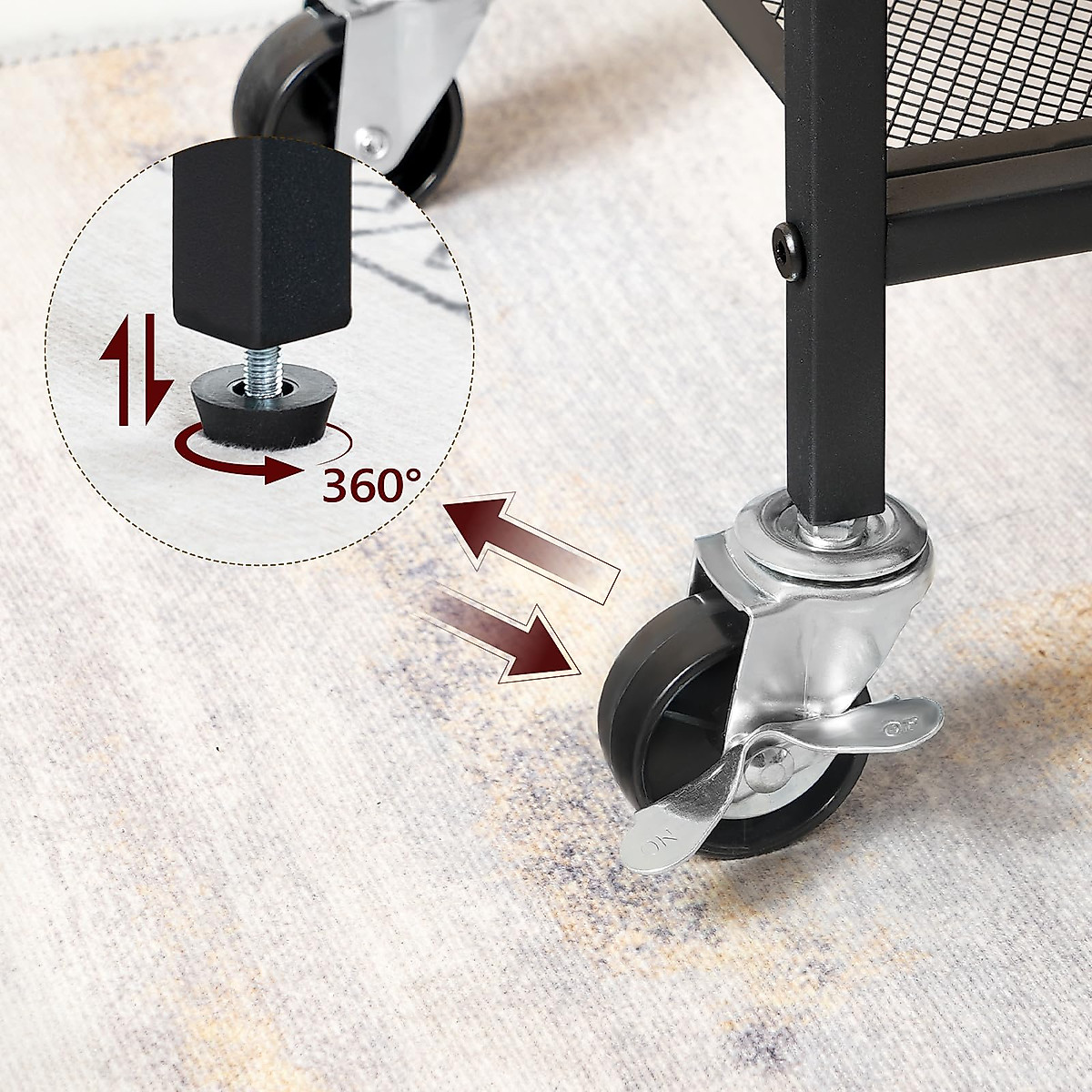 MAHANCRIS Bar Cart for Home, 3-Tier Serving Cart with Wheels and Handle, Beverage Cart with Wine Rack and Glass Holders, Rolling Wine Cart for Kitchen, Dining Room, Rustic Brown RCHR6101