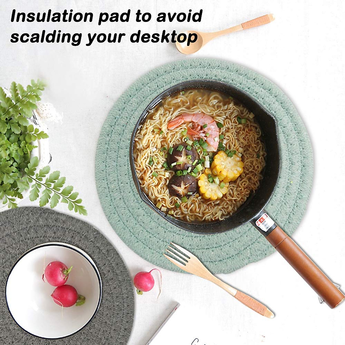 4 Pcs Cotton Thread Weave Hot Pot Holders, AIFUDA Multi-use Hot Mats Non-Slip Stylish Coasters Insulation Hot Pads Trivet for Cooking and Baking
