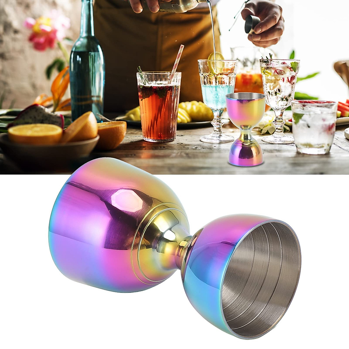 Zerodis Cocktail Jigger, Wide Opening Bar Jigger Strong Durable Stainless Steel for Liquor 30/60ml Colorful