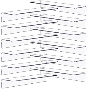 Qunclay 12 Pcs Clear Acrylic Shelves for Wall 15" Acrylic Floating Wall Shelf 4 mm Thick Wall Mounted Storage Shelf Long Clear Shelves for Bedroom Living Room Bathroom Kitchen Office Wall Display