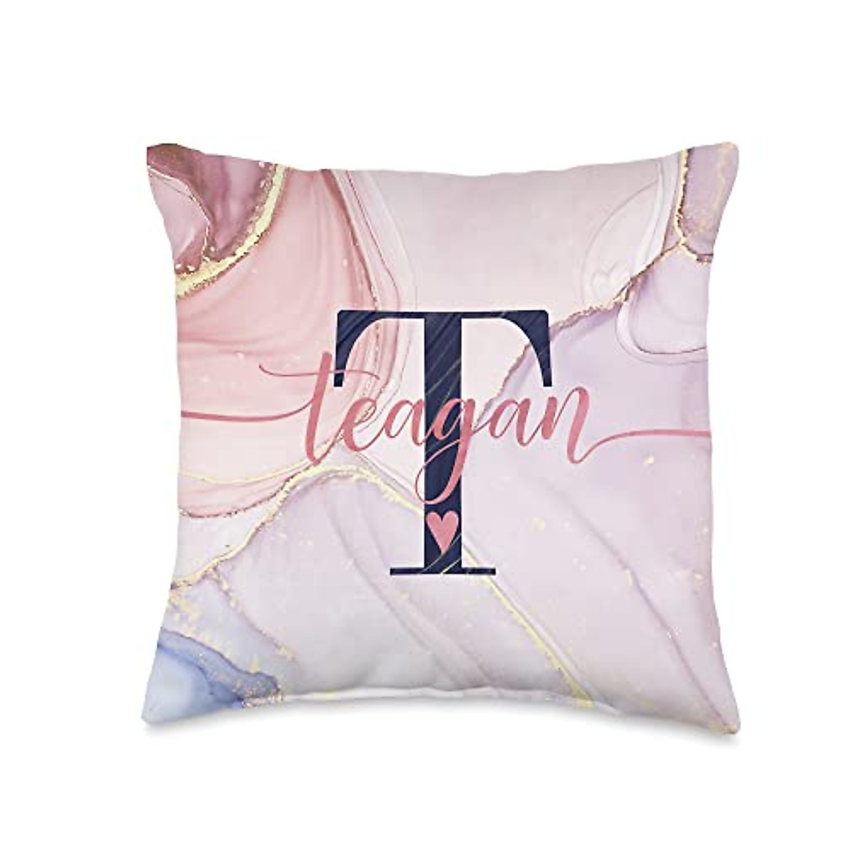 Girl Name on T Lettering for Women Girls Teagan Letter T Initial Monogram Calligraphy Personalized Throw Pillow, 16x16, Multicolor