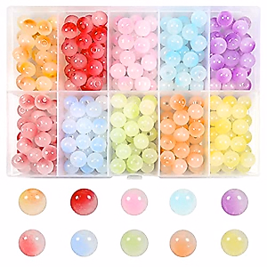 TOAOB 250pcs Glass Beads for Jewelry Making 10 Colors 8mm Round Crystal Beads Gradient Gemstone Beads Bracelet Making Kit for Necklace Jewelry Making and DIY Crafts