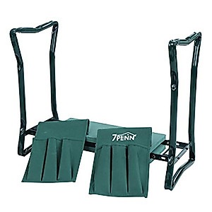 7Penn Garden Stool - 2 in 1 Garden Kneeler and Garden Work Seat Green Foldable Stool with Pouches and Cushioned Seat