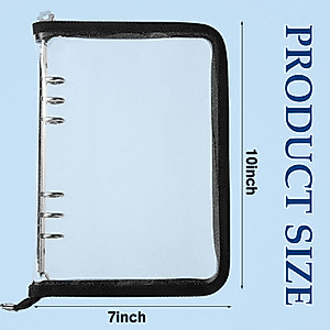 4 Pcs A5 Binder Photocard Binder with Inner 6 Ring, Clear K-Pop A5 Album PVC Photo Album Organizer with Zipper, Soft Reusable Notebook Shell,10"x7"(Black)