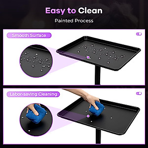 Rolling Salon Tray,Aluminum Trolley Cart Equipment on Wheels & Adjustable Height（28"-44"） for Dental Carts Hairdresser Cart