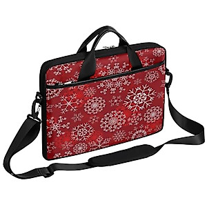 Christmas Snowflake Laptop Computer Bag Waterproof Shoulder Messenger Bag 13-15 inch Durable Laptop Tote Bag with Shoulder Strap Handle Lightweight Crossbody Briefcase