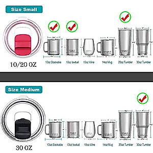 Compatible with YETI Rambler, Ozark Trail, Old Style Rtic, and More - Magnetic Slider Switch Spill Proof Tumbler Cover (Brick Red&Black 10/20oz)