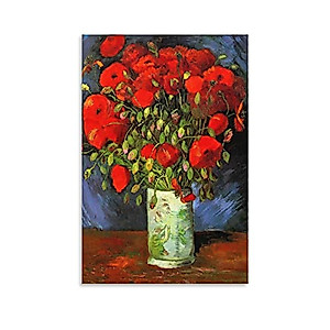 Red Poppies and Daisies 2 by Vincent Van Gogh Post Impressionist Famous Oil Paintings Giclee Canvas Printing Artwork Poster,16x24 inch Unframed,Van Gogh Canvas Wall Art,Wall Art Living Dining Room Bedroom Home Office Bathroom Decor Gifts for Men and Women
