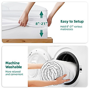 YITAHOME Mattress Pad King Thick Mattress Topper, Bedding Quilted Fitted Soft Mattresses Top, Cooling Breathable Fluffy Mattress Protector with 8-21 Inch Deep Pocket, White