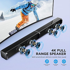 Sunyuey tv Sound bar, 37inch Audio tv Speaker with Surround Sound Home Theater System 4 Driver Speakers,Remote Control,Wall Mounted,Optical/Aux/RCA/USB/Micro SD Connection