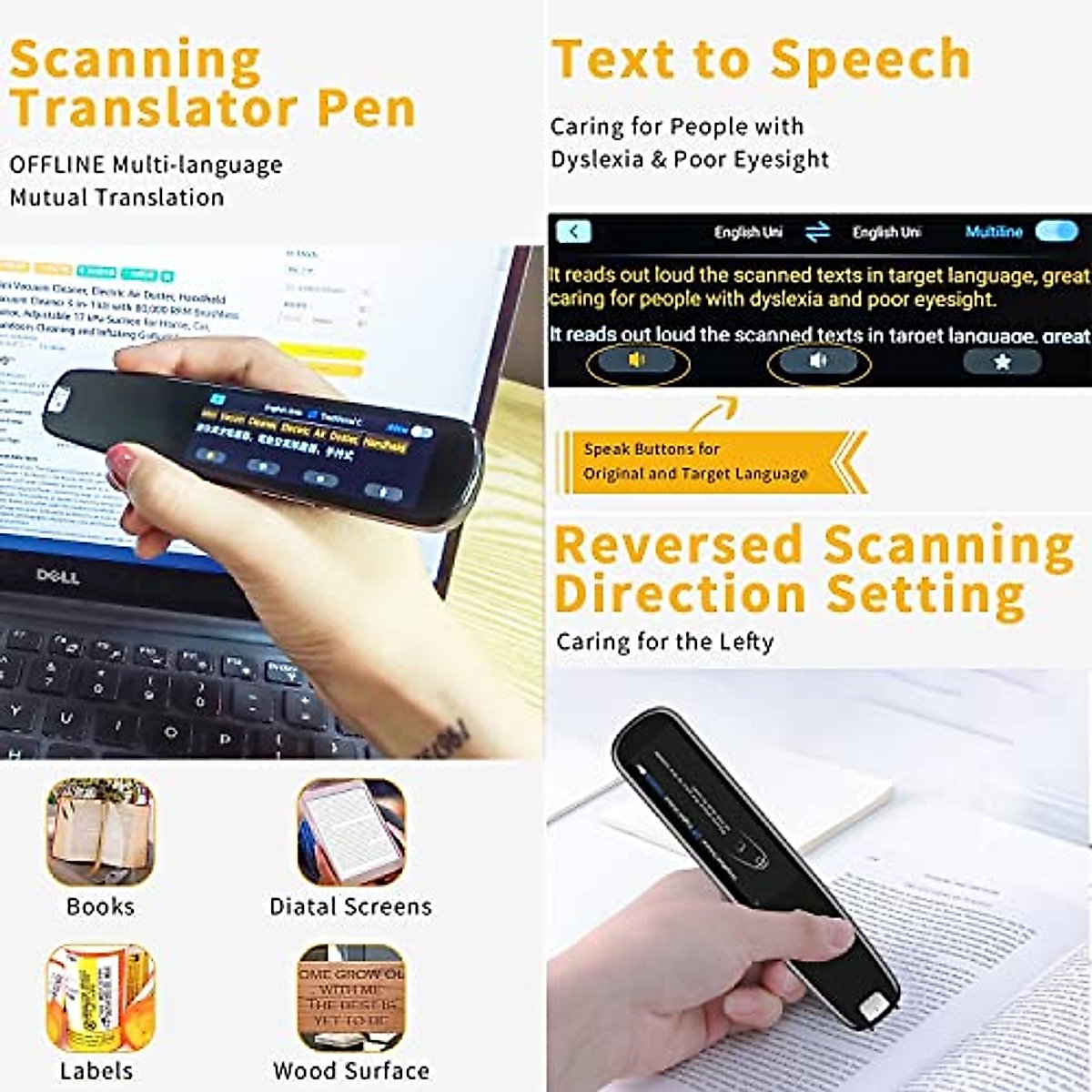 Upgraded Translation Scanning Pen, Mobile Scanner Translator, Reading Pen, 112 Language Translating Device, OCR Digital for Language Learners Business Travel…